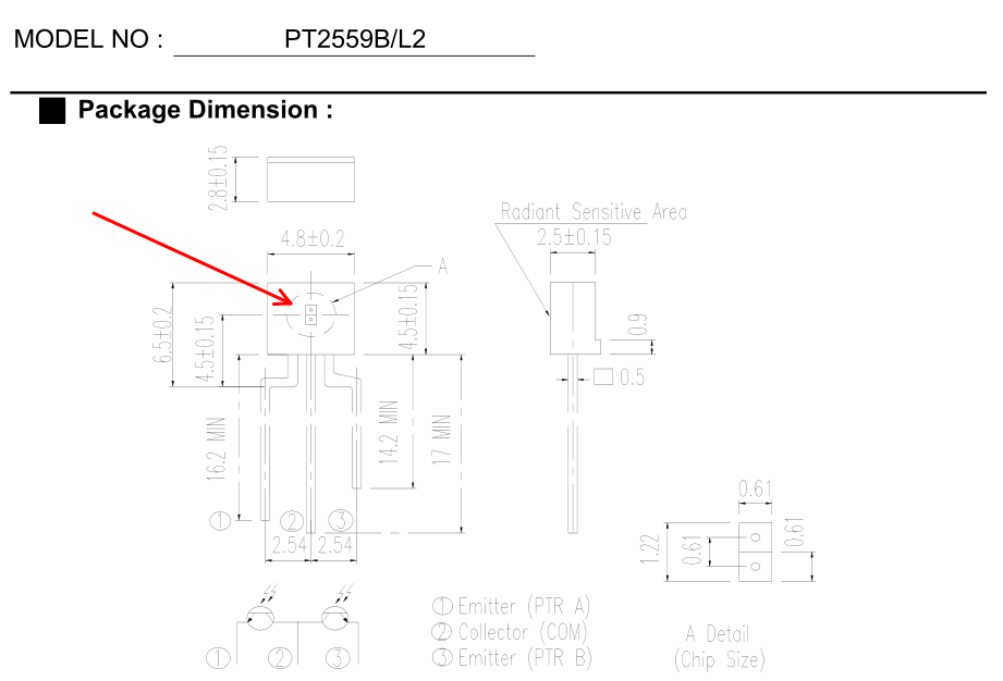 PT2559B/L2/H2和PT2559B/L2亿光双芯侧向接收管介绍-